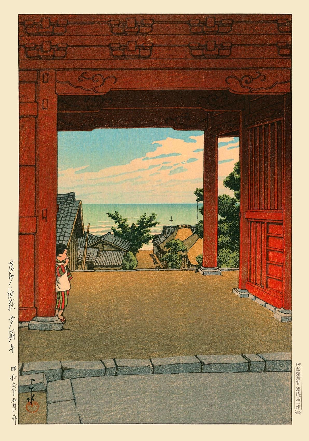 Tamon Temple at Hamahagi by Hasui Japanese Art Poster – Patroa Studio